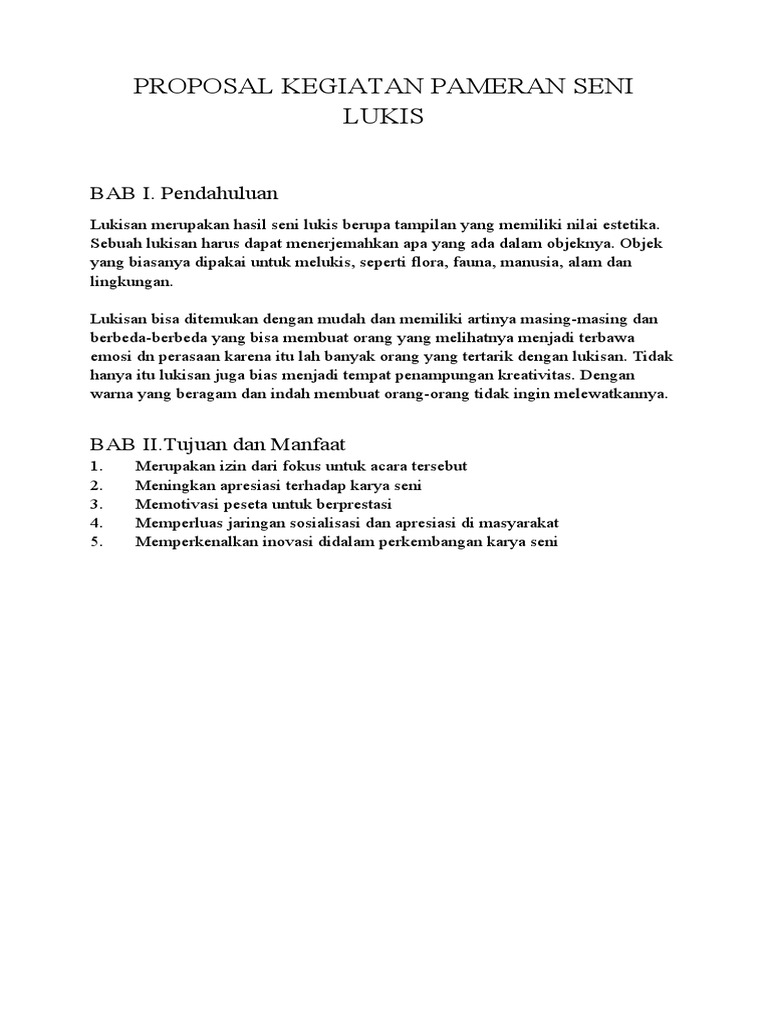 Proposal Kegiatan Pameran Seni Lukis | PDF