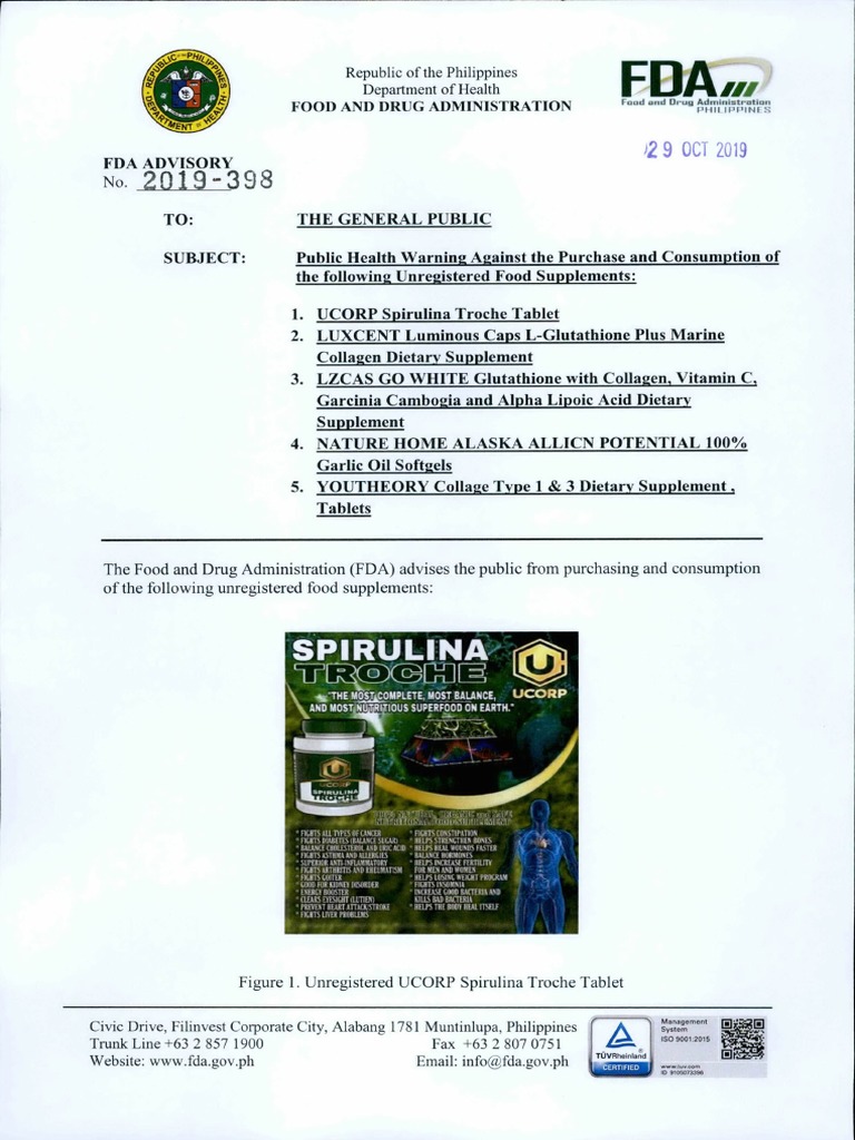 FDA Advisory No. 2019 398 | PDF