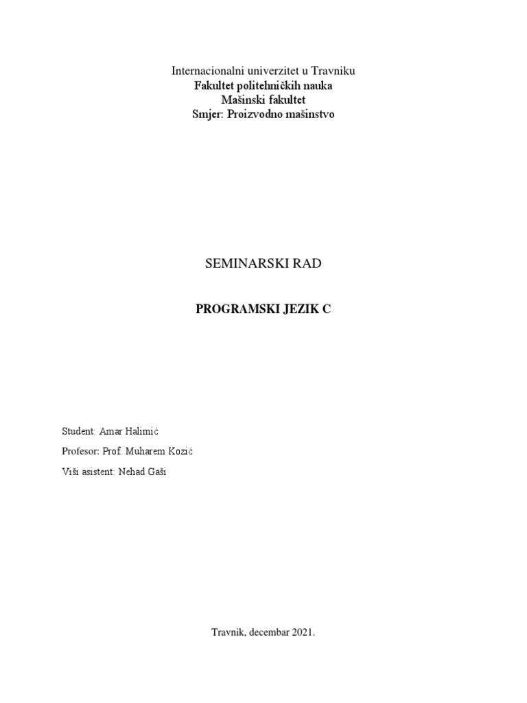 Programski Jezik C - 32323 | PDF