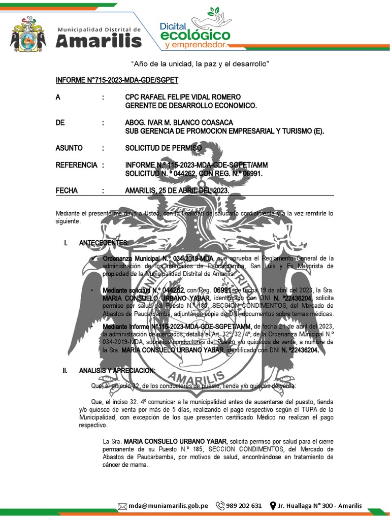 Informe - Maria Consuelo Urbano Yabar | PDF