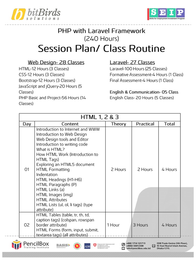 Php With Laravel Framework Class Routine Pdf