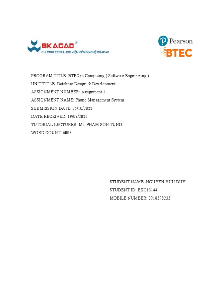 Assignment Database | PDF | Relational Database | Databases Assignment Database | PDF | Relational Database | Databases