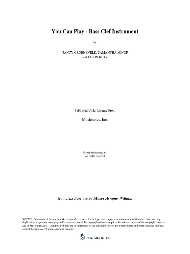 You Can Play Bass Clef Instrument Pdf Intellectual Property Law Common Law
