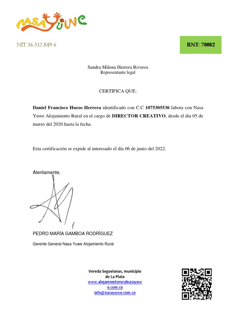 Certificación Laboral Ejemplo | PDF
