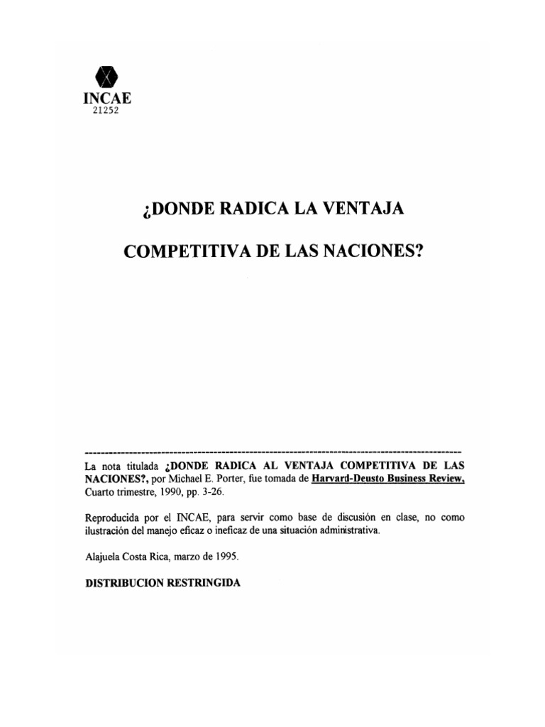 ¿Dónde Radica La Ventaja Competitiva de Las Naciones | PDF