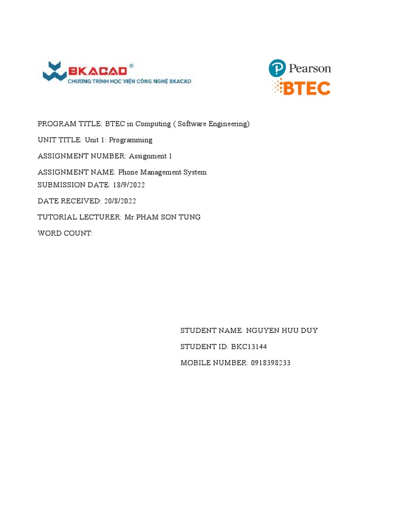 Assignment Programming | PDF | Computer Programming | Object Oriented ... Assignment Programming | PDF | Computer Programming | Object Oriented ...