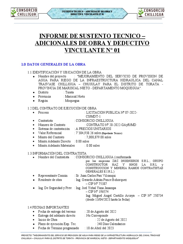 INFORME DE SUSTENTO ADICIONALES P.N. y Ded. | PDF | Materiales | Administracion del Agua