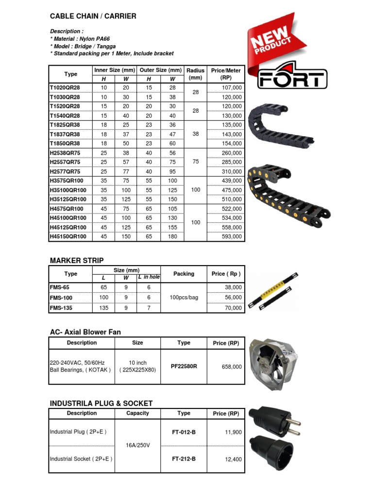 Fortindo Cable Chain Specifications | PDF | Ac Power Plugs And Sockets ...