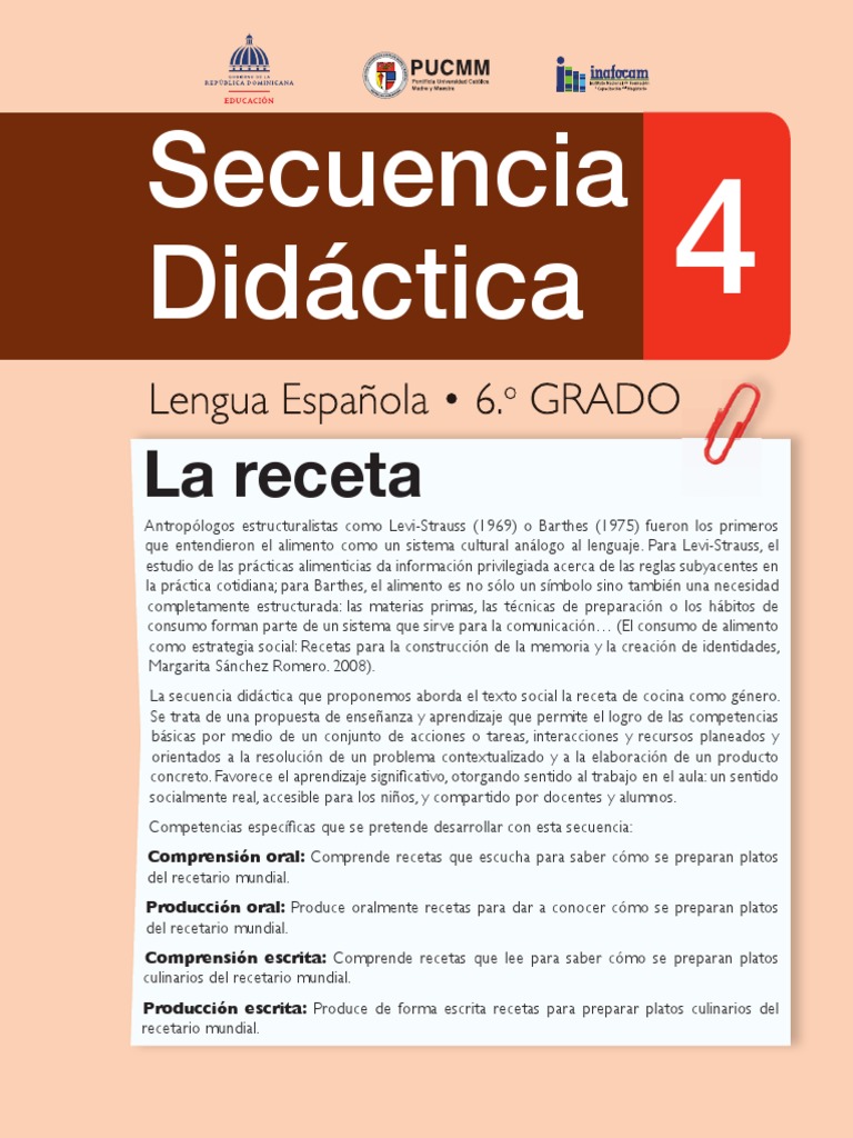 Secuencia Didáctica: La Receta en 6° Grado | PDF | Receta | Verbo