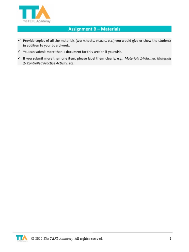TEFL Classroom Materials Guide | PDF