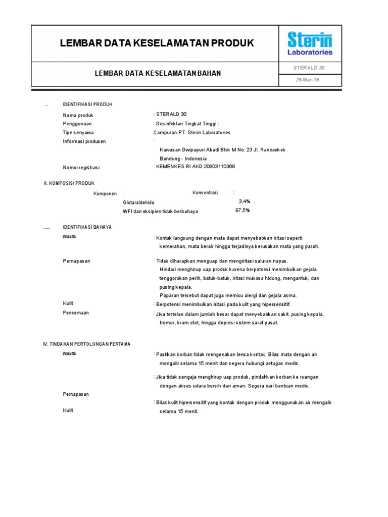 MSDS Sterald 30 29032019 | PDF