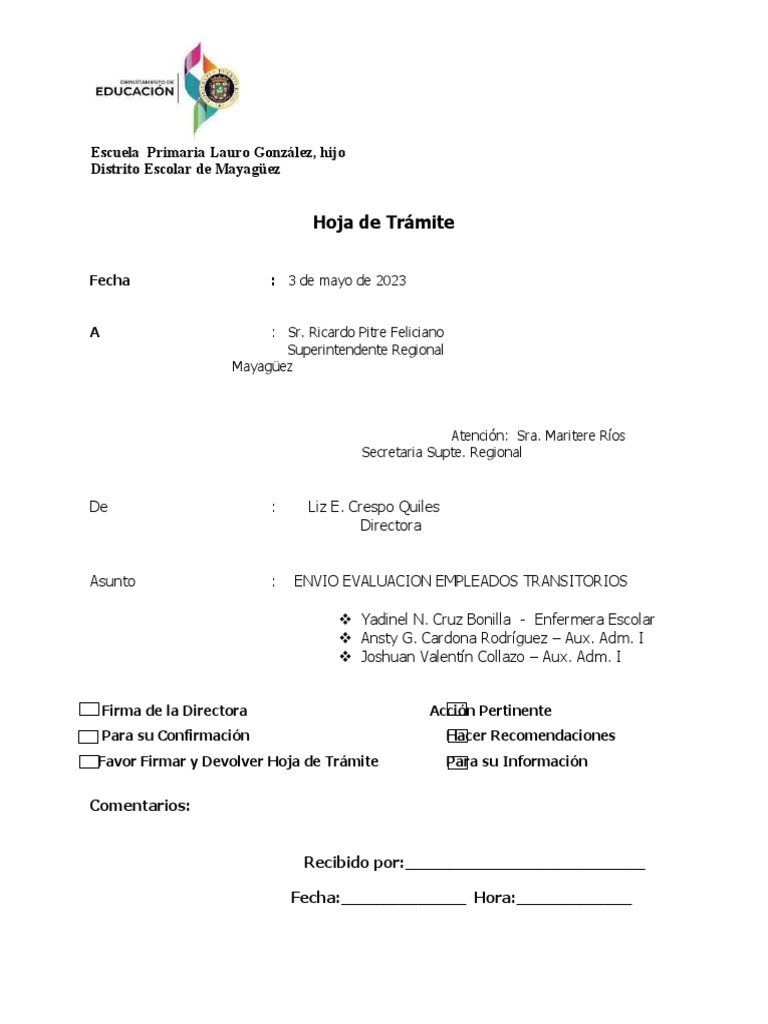 Hoja de Tramite Nueva | PDF