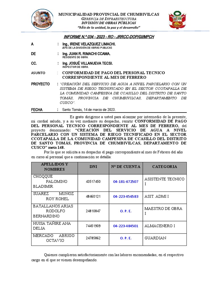 Info Informe 22 Conformidades de Pago Mayo | PDF