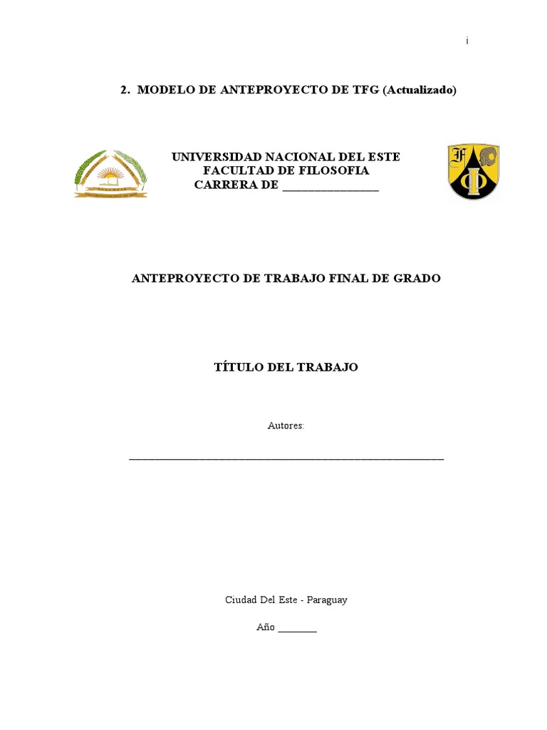 Plantilla - Modelo de Anteproyecto TFG | PDF | Método científico | Cognición