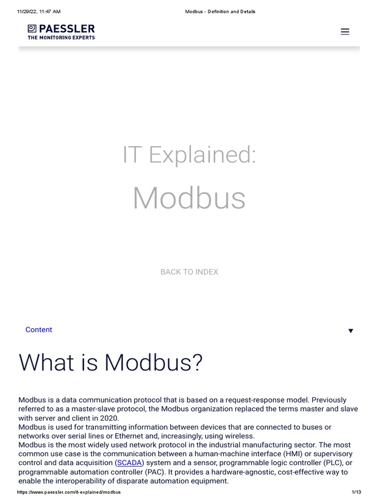 Modbus - Definition and Details | PDF | Transmission Control Protocol ...