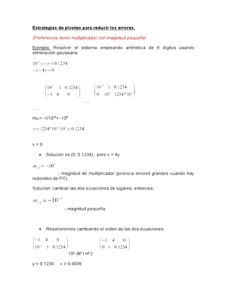Estrategias de Pivoteo en Matrices | PDF | Matriz (Matemáticas ...