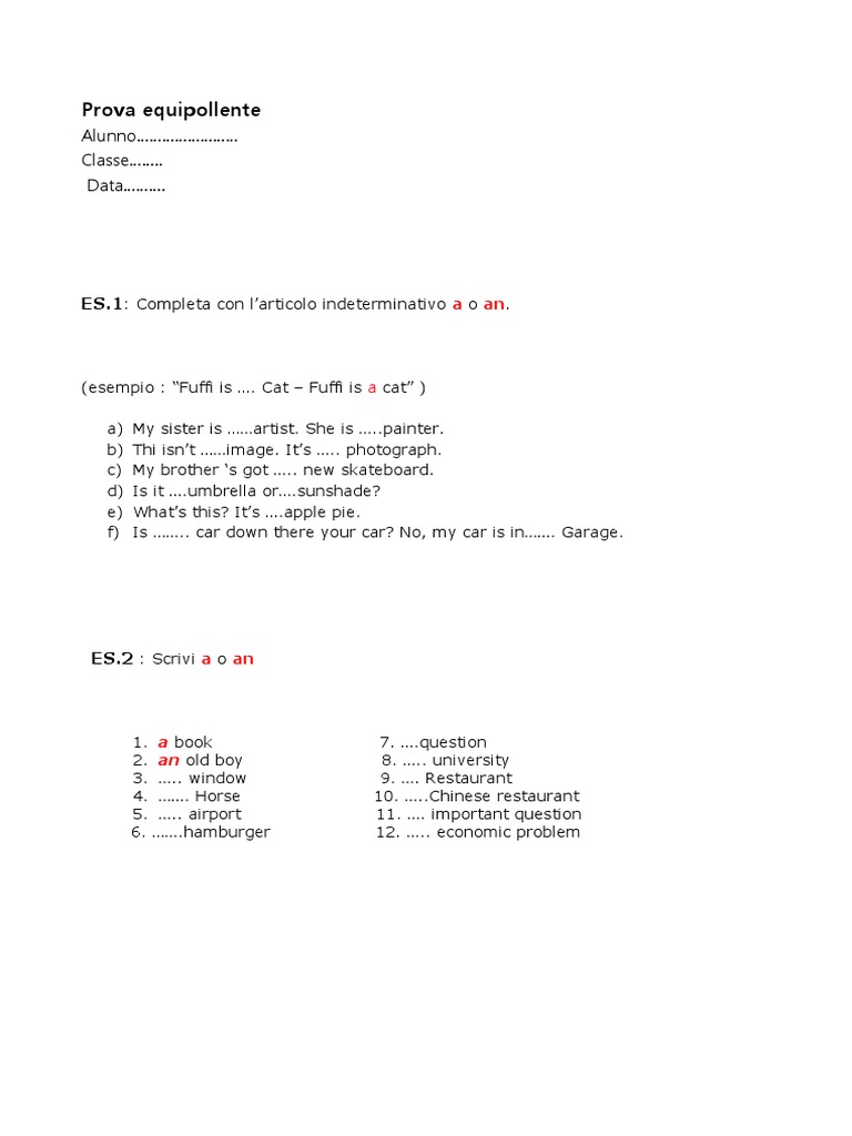 Articolo Determinativo in Inglese | PDF