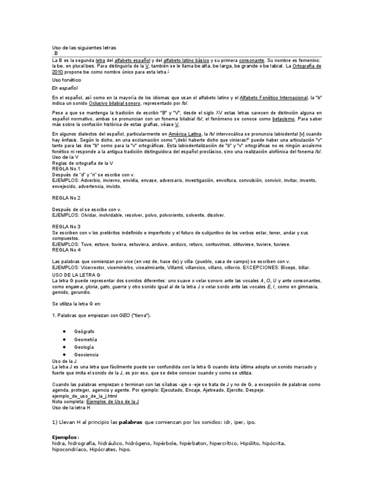 Uso de las siguientes letra b,v,g,j,h,c,z | PDF | Comunicación humana ...