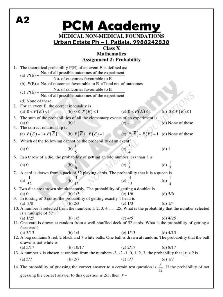 M15 Probability 2 | PDF | Odds | Probability
