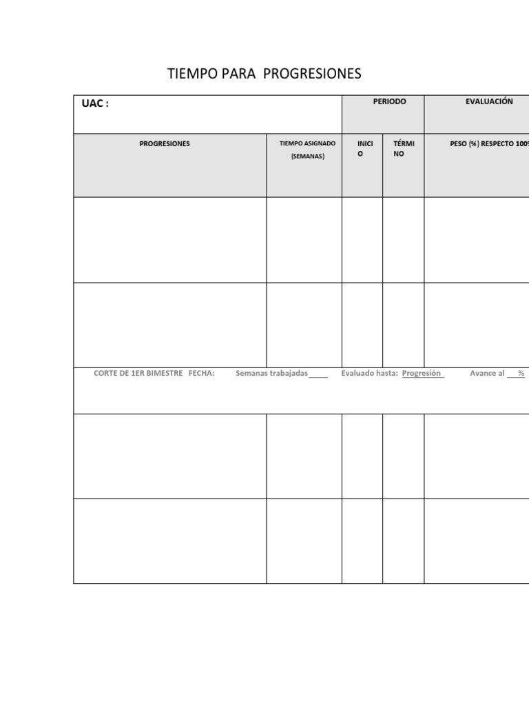 Tabla de Progresiones y Tiempos | PDF