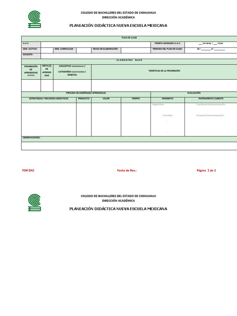 Formato Planeación Didáctica Nem | PDF | Evaluación | Ciencia cognitiva