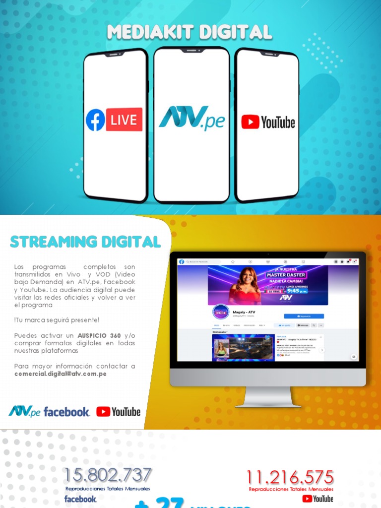 Media Kit ATV: Publicidad Digital en Vivo | PDF | Youtube | Facebook