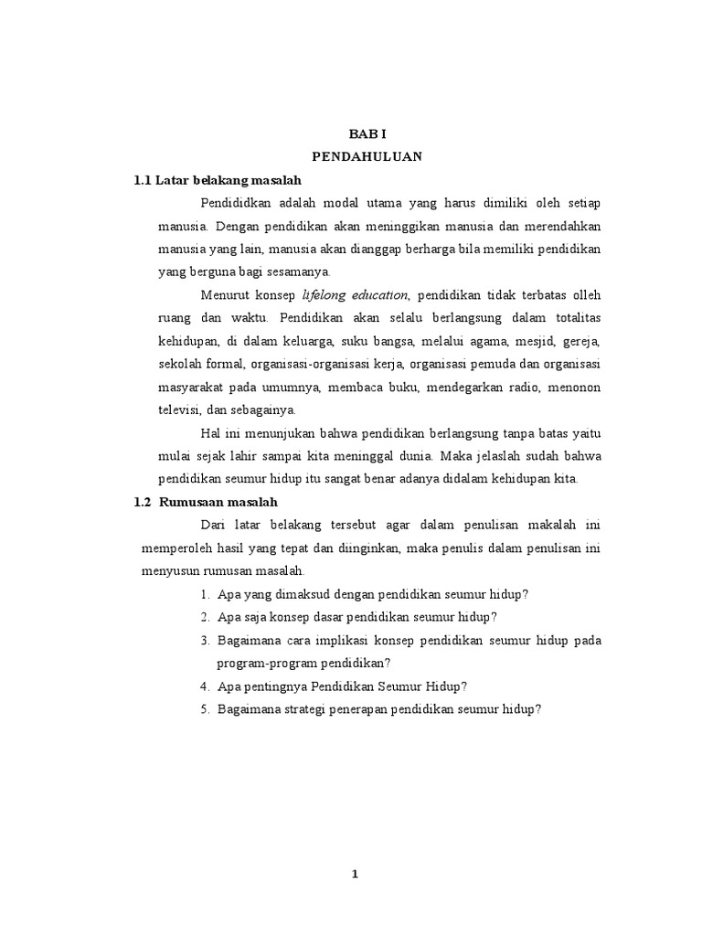 Makalah Pendidikan Seumur Hidup | PDF