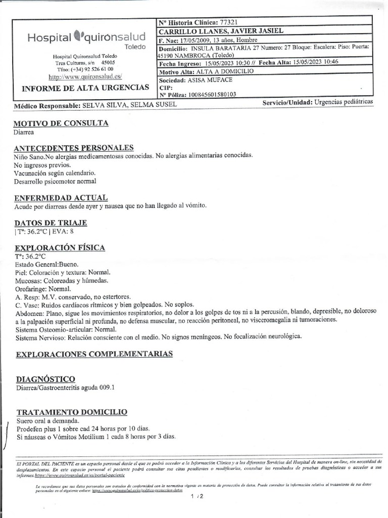 Informe Urgencias 15 05 2023 | PDF