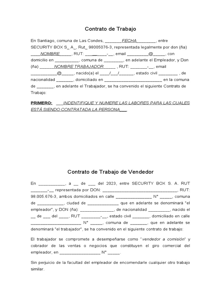 Contrato de Vendedor | PDF | Salario