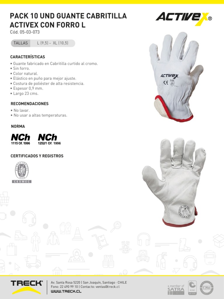 02.00.EPP - Guante Cabritilla - Ficha Técnica.10un | PDF | Negocios | Hogar, jardinería y bricolaje