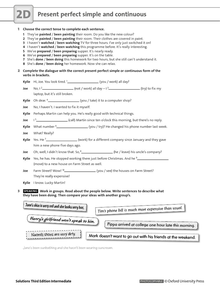 2D Present Perfect Simple and Cont | Download Free PDF | Grammar | Linguistics