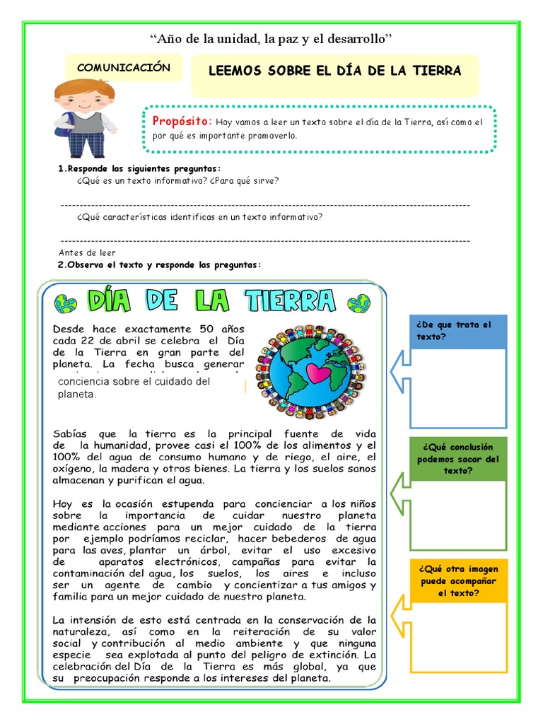 Ficha-Fecha Cívica-Día de La Tierra | PDF | Agua | Tierra