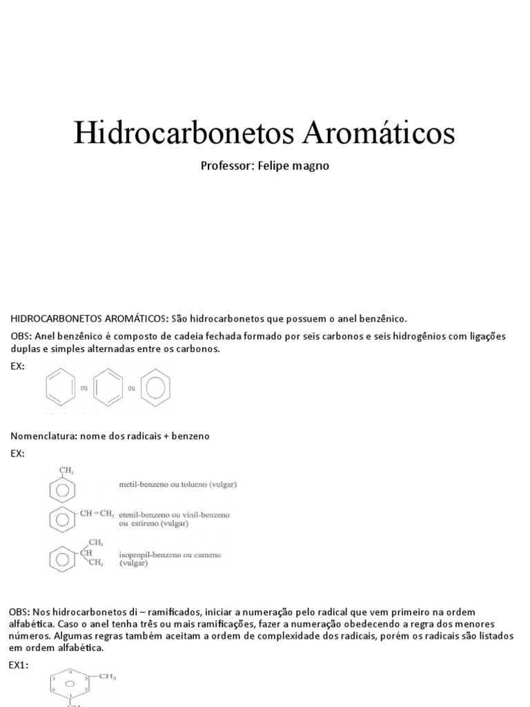 Hidrocarbonetos Aromáticos - 2021 (Salvo Automaticamente) | PDF | Benzeno | Aromaticidade