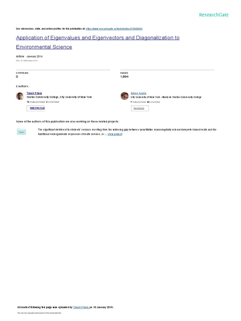 Application Of Eigenvalues And Eigenvectors And Di Pdf Eigenvalues And Eigenvectors Matrix 