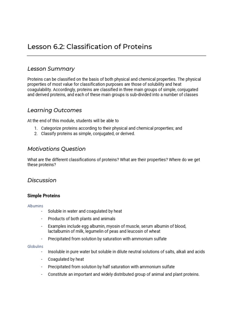 Protein Classification by Solubility | PDF | Proteins | Solubility