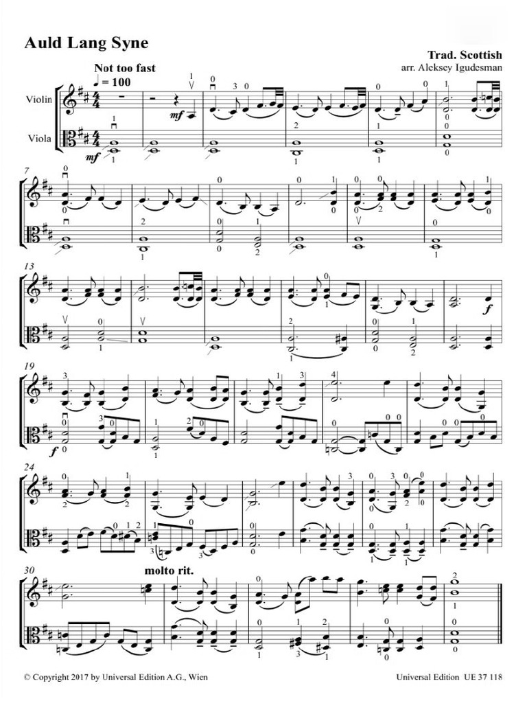 Auld Lang Syne - Violin and Viola | PDF