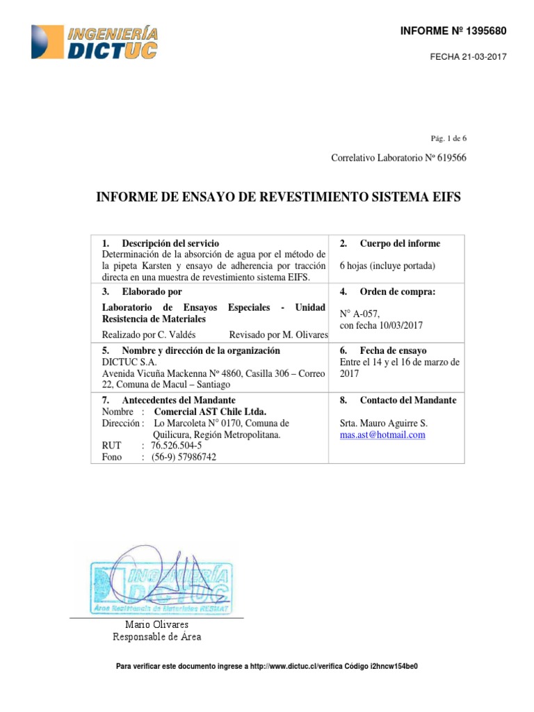 Ensayo Dictuc Adhesivo Ast | PDF | Materiales