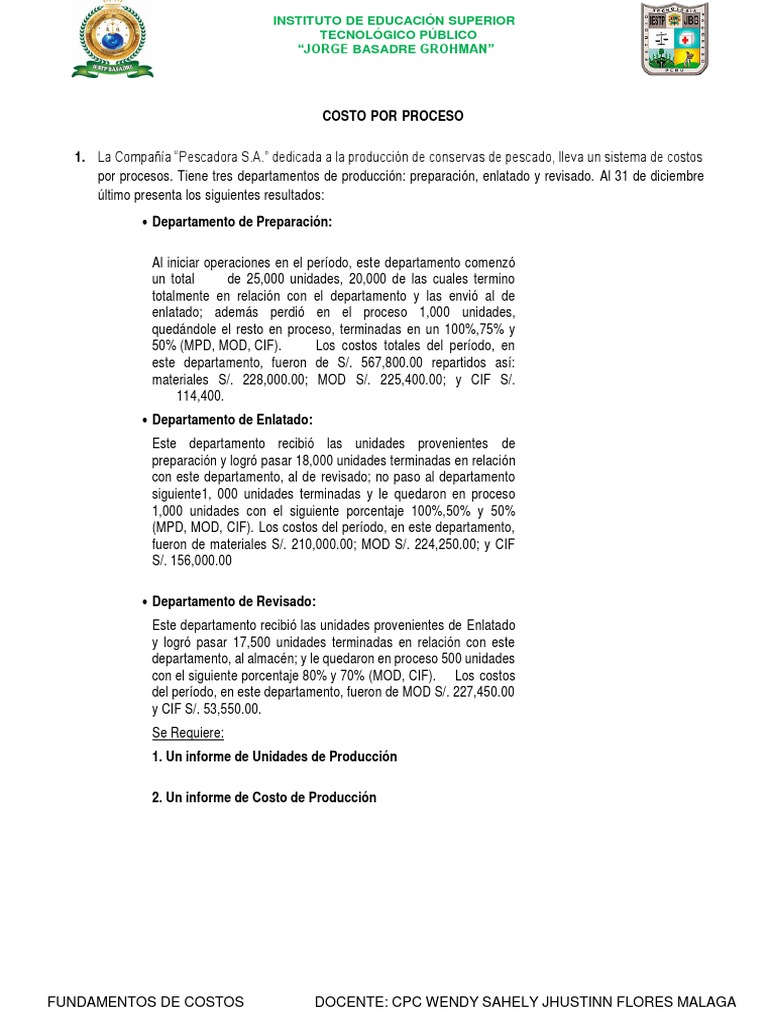 Casos Practicos Costos Por Procesos | PDF | Negocios | Tecnología