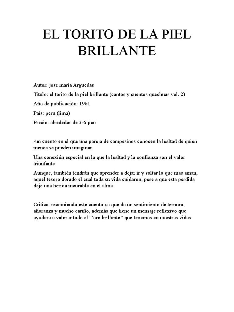 El Torito de La Piel Brillante | PDF