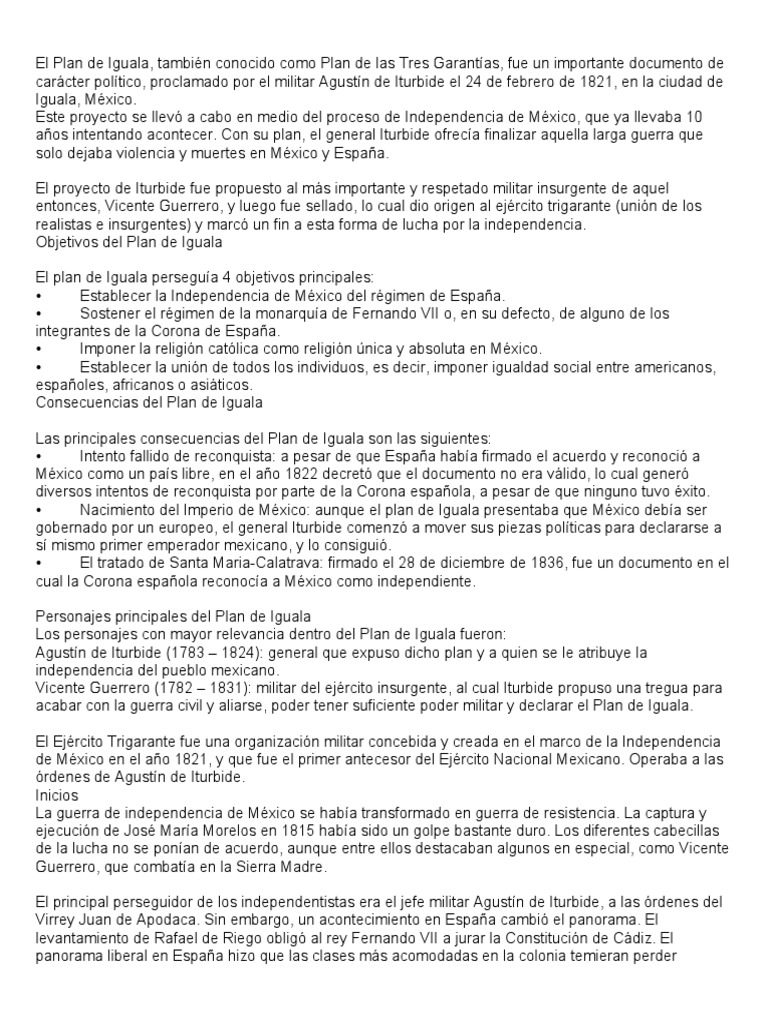 El Plan de Iguala | PDF | México