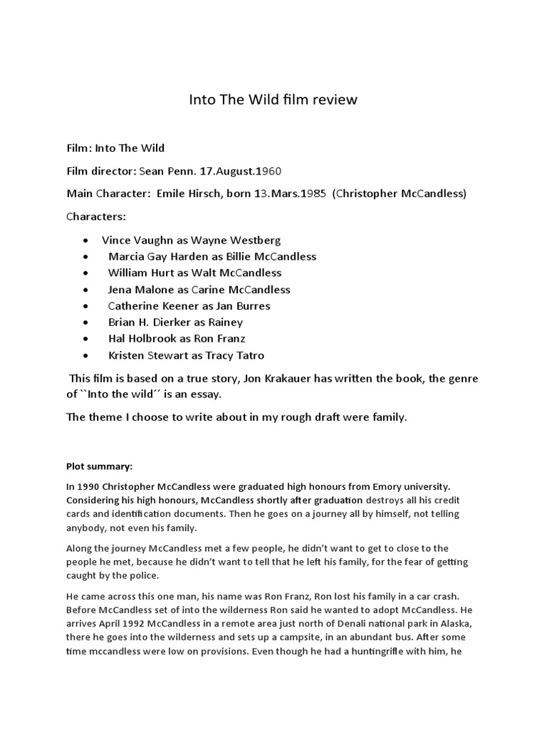 Into The Wild Film Review and Analysis | PDF