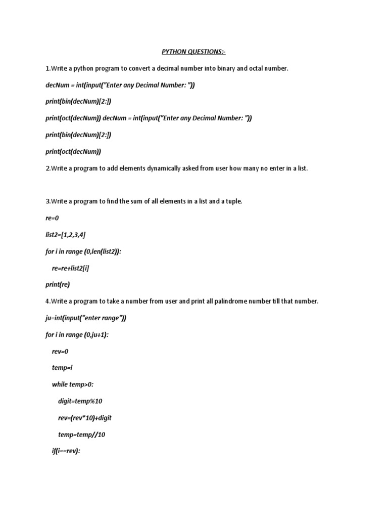 Python Questions | PDF | String (Computer Science) | Arithmetic
