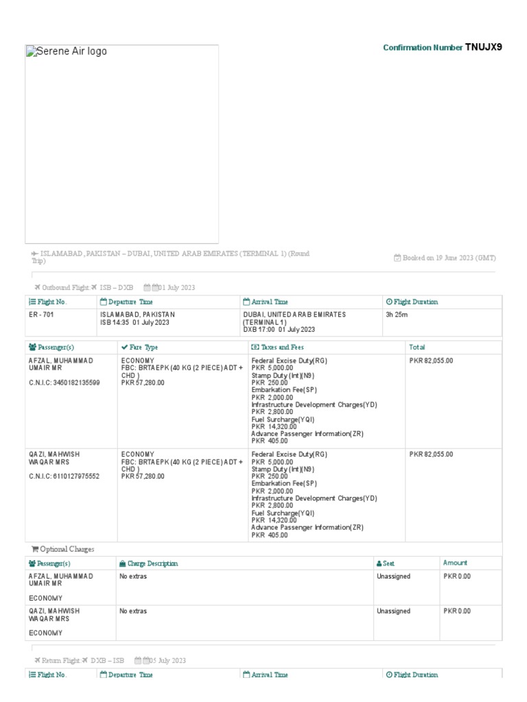 Your Serene Air Receipt - TNUJX9 | PDF | Credit Card | Identity Document