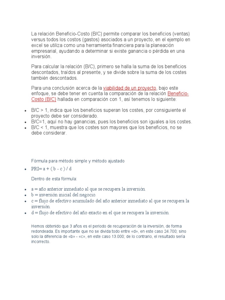 La relación Beneficio | PDF