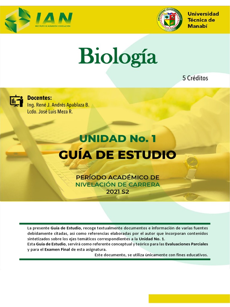 Guia de Estudio - Unidad 1 - Biologia - 2021S2 - IAN UTM | PDF | Metabolismo | Organismos