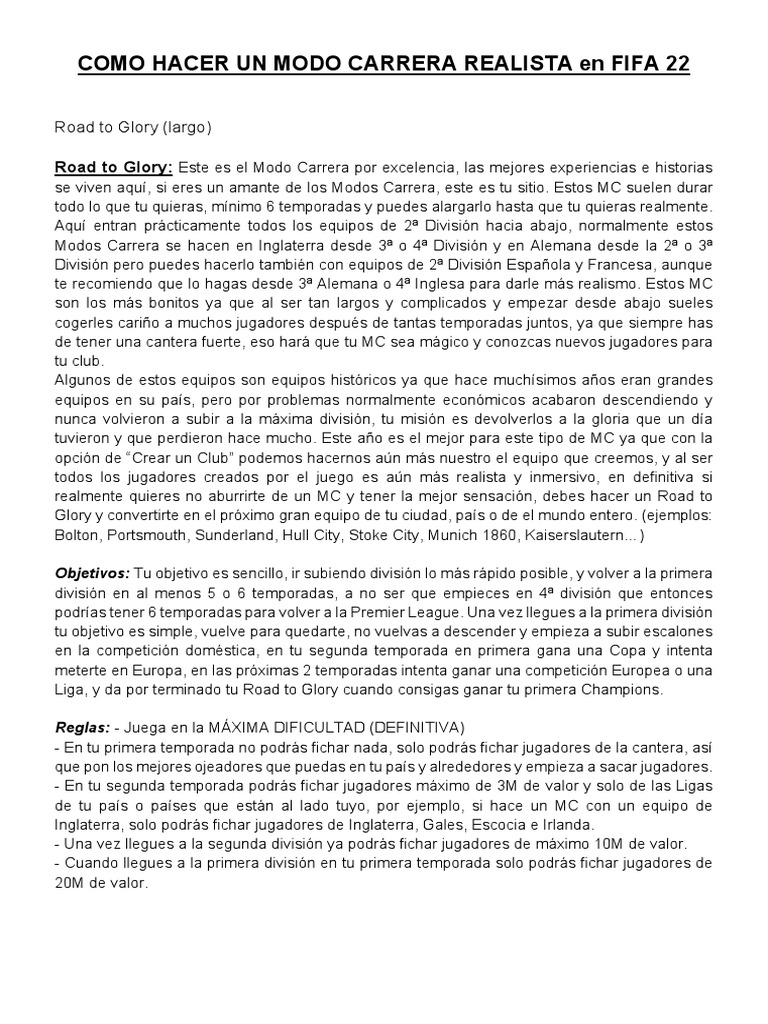 Como Hacer Un Modo Carrera Realista | PDF | Ligas Deportivas Profesionales | Asociación Nacional ...