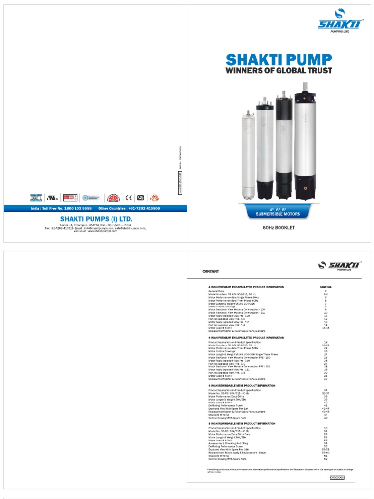 Shakti-Submersible-4-6-8-Inch-Motor-Datasheet | PDF