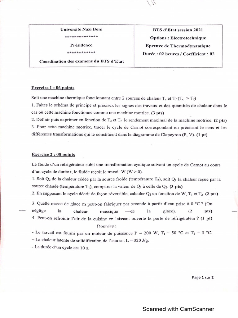 Sujet de BTS Sciences Technologies - 124635 | PDF