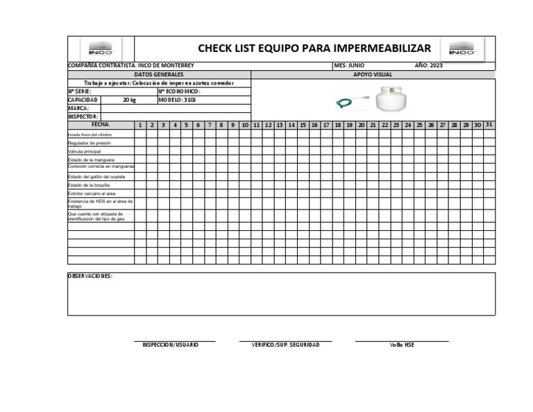 Check List Gas LP Imper | PDF