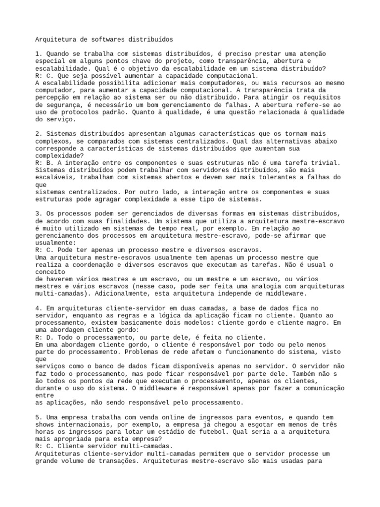 Sistemas Distribuídos: Escalabilidade e Arquiteturas | PDF | Modelo ...